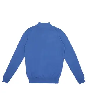 Karl Lagerfeld High Neck Long Sleeve Knit Sweater - Blue