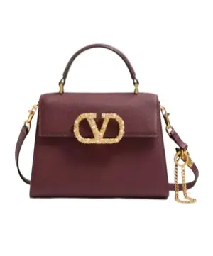 Valentino Garavani Vsling Small Handbag In Grainy Calfskin - Red