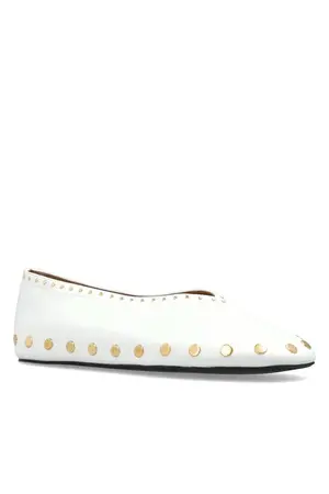 GANNI Jenny Ballerina With Stud Detailing - Egret