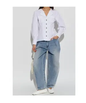 GANNI Jenny Ballerina With Stud Detailing - Egret