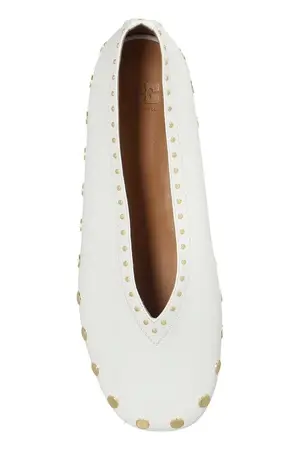 GANNI Jenny Ballerina With Stud Detailing - Egret