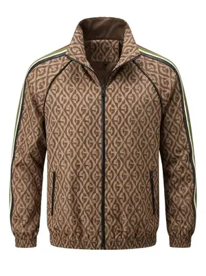 Gucci Gg Jacquard Zip Jacket - Brown