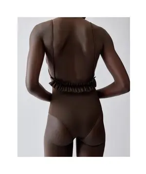 Jacquemus The Cabana Ruffled Swimsuit - Brown