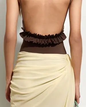 Jacquemus The Cabana Ruffled Swimsuit - Brown