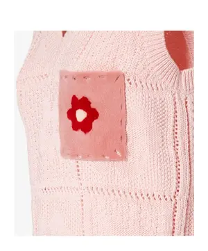 Fendi Crocheted Cotton V-neck Gilet With Flower Appliqu