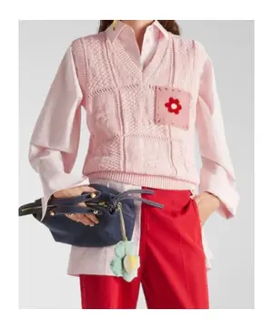 Fendi Crocheted Cotton V-neck Gilet With Flower Appliqu