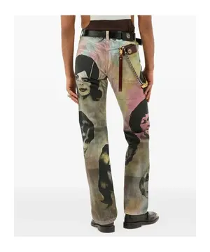 Versace Printed Straight Leg Jeans - Black