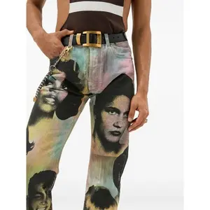 Versace Printed Straight Leg Jeans - Black