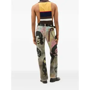 Versace Printed Straight Leg Jeans - Black