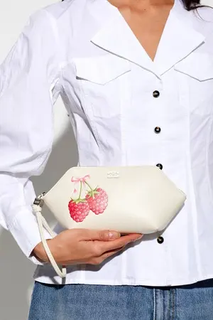 GANNI Bou Printed Pouch Bag - Cream