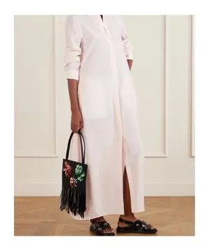 Marni Sequin Embellished Satin Tote Bag With Fringe Detail