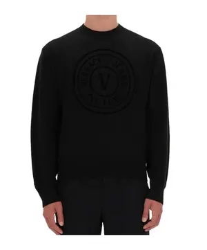 Versace Logo Detail Crewneck Jumper