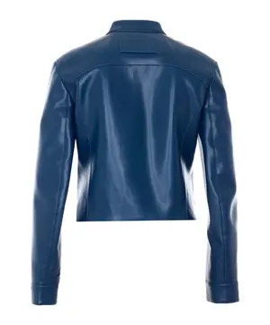 Patrizia Pepe Leather Biker Jacket - Blue