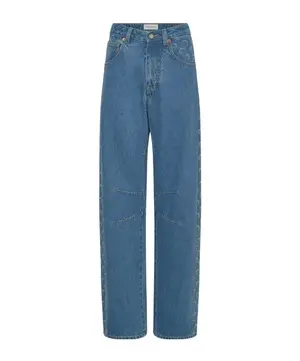 MARINE SERRE Moon Print Wide-leg Jeans - Light Blue