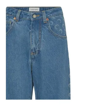 MARINE SERRE Moon Print Wide-leg Jeans - Light Blue