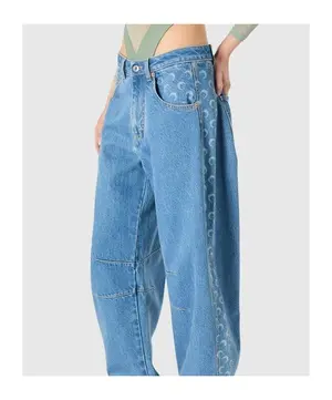 MARINE SERRE Moon Print Wide-leg Jeans - Light Blue