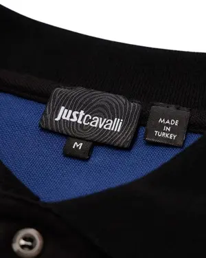 Just Cavalli Pattern Polo Shirt - Black