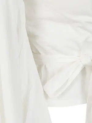 Jacquemus Long-sleeved Tie Blouse - White