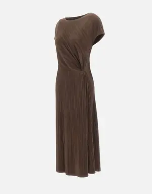 Vince Pleated Knot-waist Midi Dress