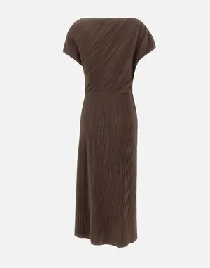 Vince Pleated Knot-waist Midi Dress