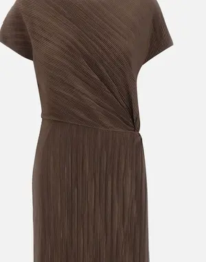 Vince Pleated Knot-waist Midi Dress