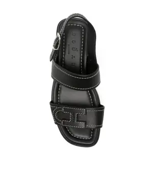 Hogan Buckled Wedge Platform Sandals - Black