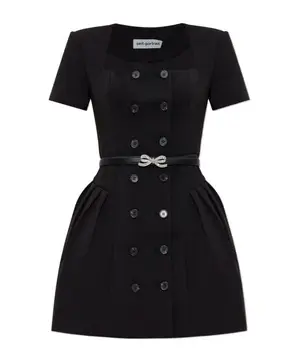 SELF-PORTRAIT Double-breasted Short-sleeve Mini Dress