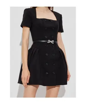 SELF-PORTRAIT Double-breasted Short-sleeve Mini Dress