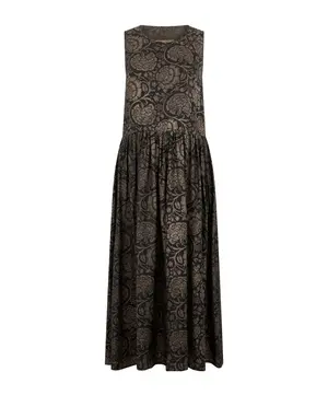 UMA WANG Sleeveless Printed Maxi Dress With Pleated Hem