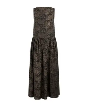 UMA WANG Sleeveless Printed Maxi Dress With Pleated Hem - Black