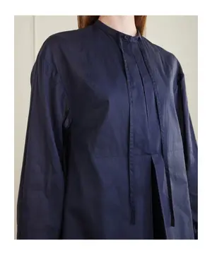 JIL SANDER Cotton Organdy Shirt With High Neck And Front Tie Detail