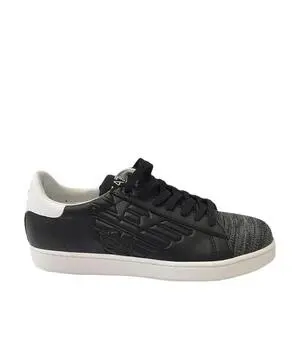 EA7 Embossed Logo Casual Sneakers - Black