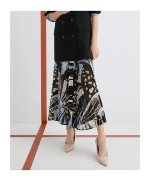 Marella Long Printed Pleated Skirt
