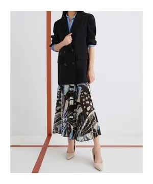 Marella Long Printed Pleated Skirt