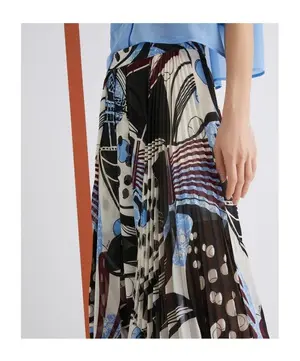Marella Long Printed Pleated Skirt