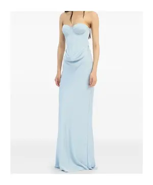 ROTATE BY BIRGER CHRISTENSEN Satin Corset Maxi Dress - Blue