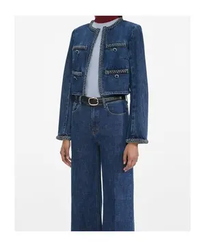 SELF-PORTRAIT Braided-trim Denim Jacket