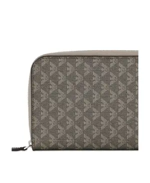 Emporio Armani Monogrammed Zip-around Wallet - Black