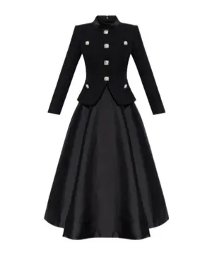 SELF-PORTRAIT Embellished Midi Dress With Diamanté Button Detail