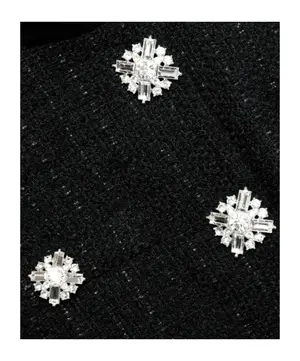 SELF-PORTRAIT Embellished Midi Dress With Diamanté Button Detail