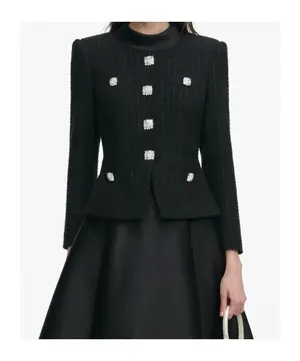 SELF-PORTRAIT Embellished Midi Dress With Diamanté Button Detail