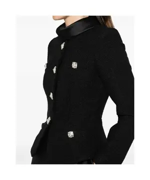 SELF-PORTRAIT Embellished Midi Dress With Diamanté Button Detail