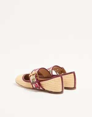 Valentino Garavani Mary Jane Ballerina Flats With Embroidered Cherry Detail - Light Brown
