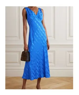 Rixo Jacquard V-neck Midi Dress