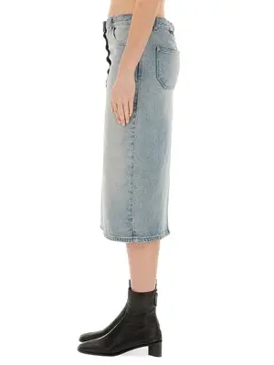 COURREGES Multiflex Denim Button-front Skirt - Gray