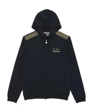 EA7 Logo Print Hooded Jacket