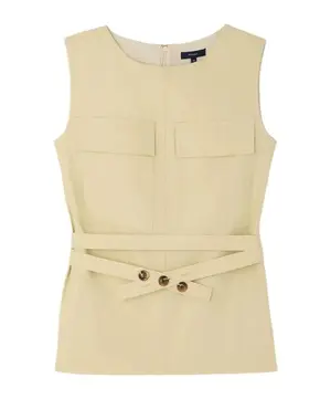 Soeur Sleeveless Crew Neck Top With Belt Detail