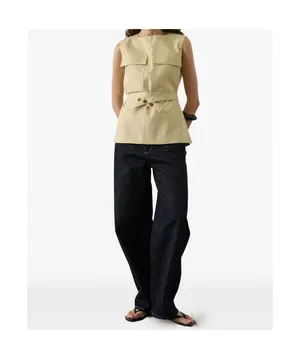 Soeur Sleeveless Crew Neck Top With Belt Detail