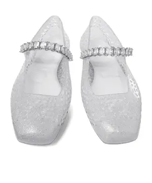 JIMMY CHOO Jelly Ballet Flats With Rhinestone Embellishment