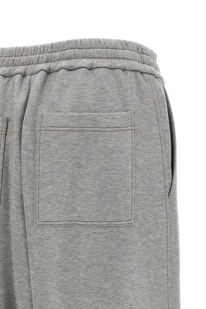 Brunello Cucinelli Drawstring Wide-leg Cotton Blend Joggers With Metallic Thread Contrast Stitching